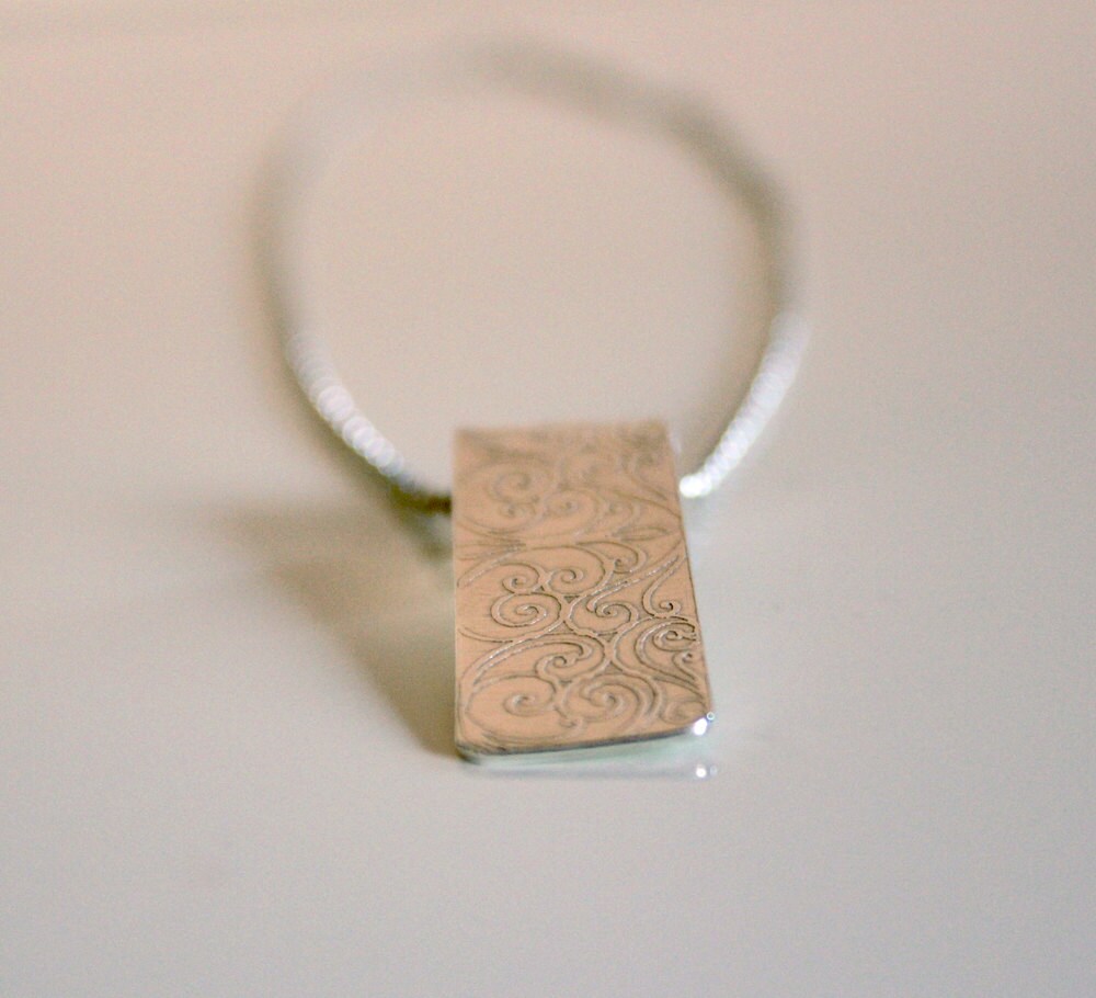 Vintage Scroll Long Drop Sterling Silver Pendant Handmade - Etsy UK