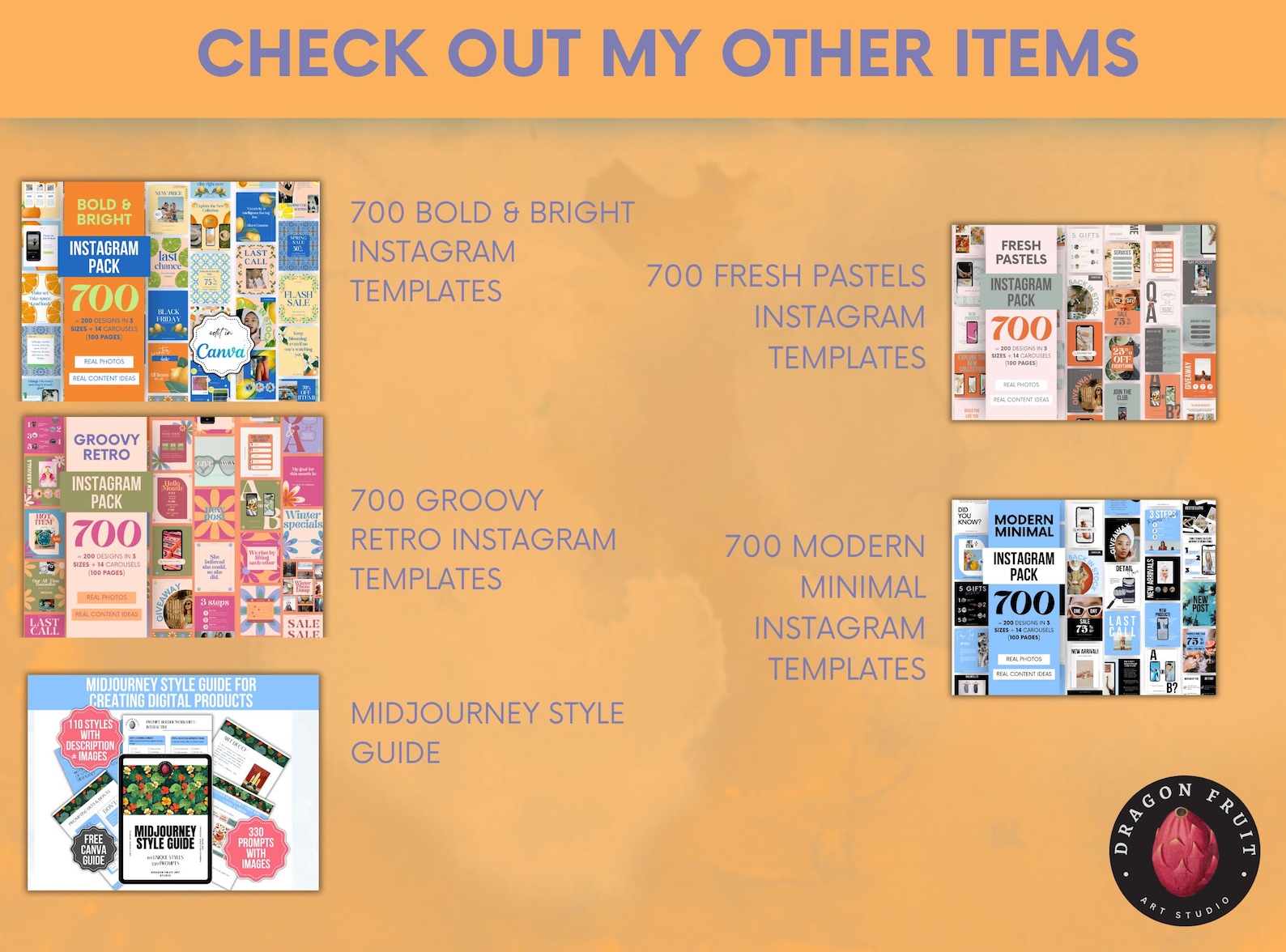 Bright and Colorful Instagram Templates: Canva Posts for Etsy Sellers ...