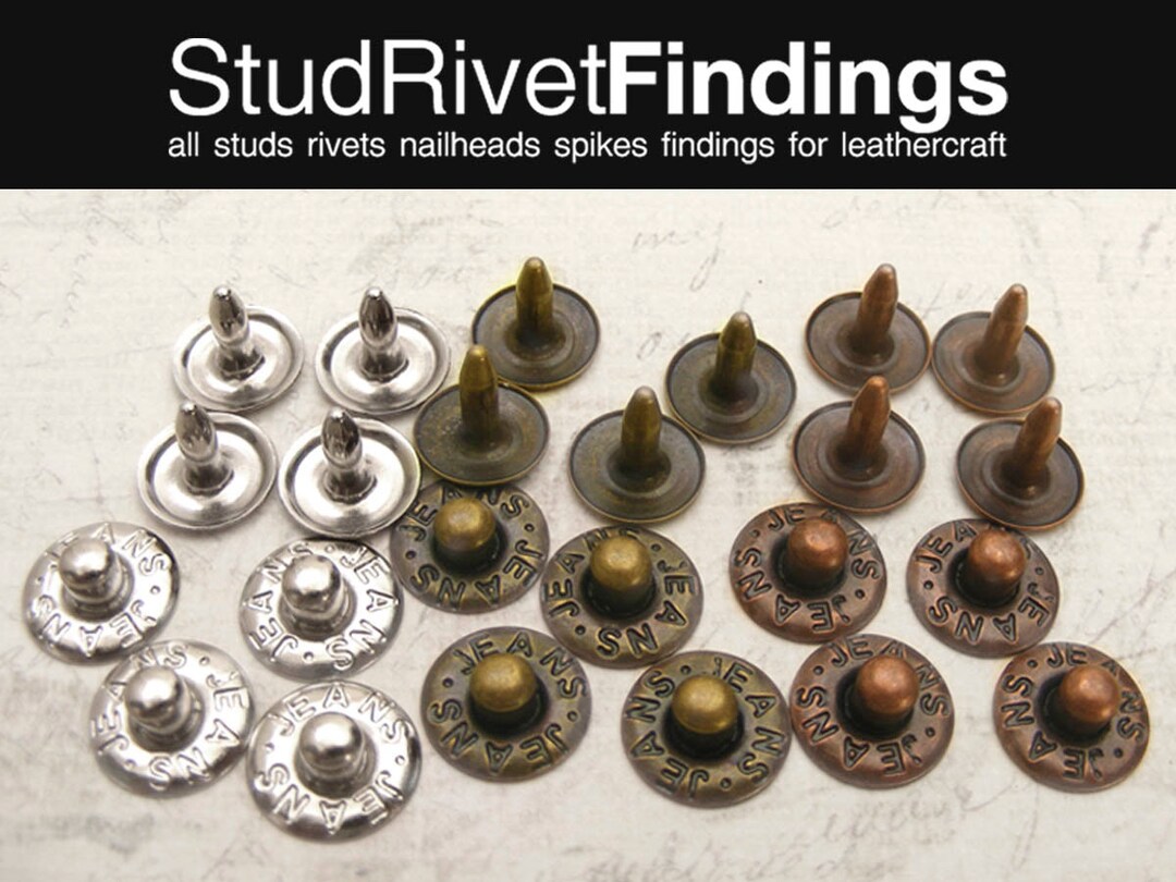 3/8 Inch 9.5mm BRASS WASHABLE Jean Rivet With Jean Letter Emboss Rapid ...