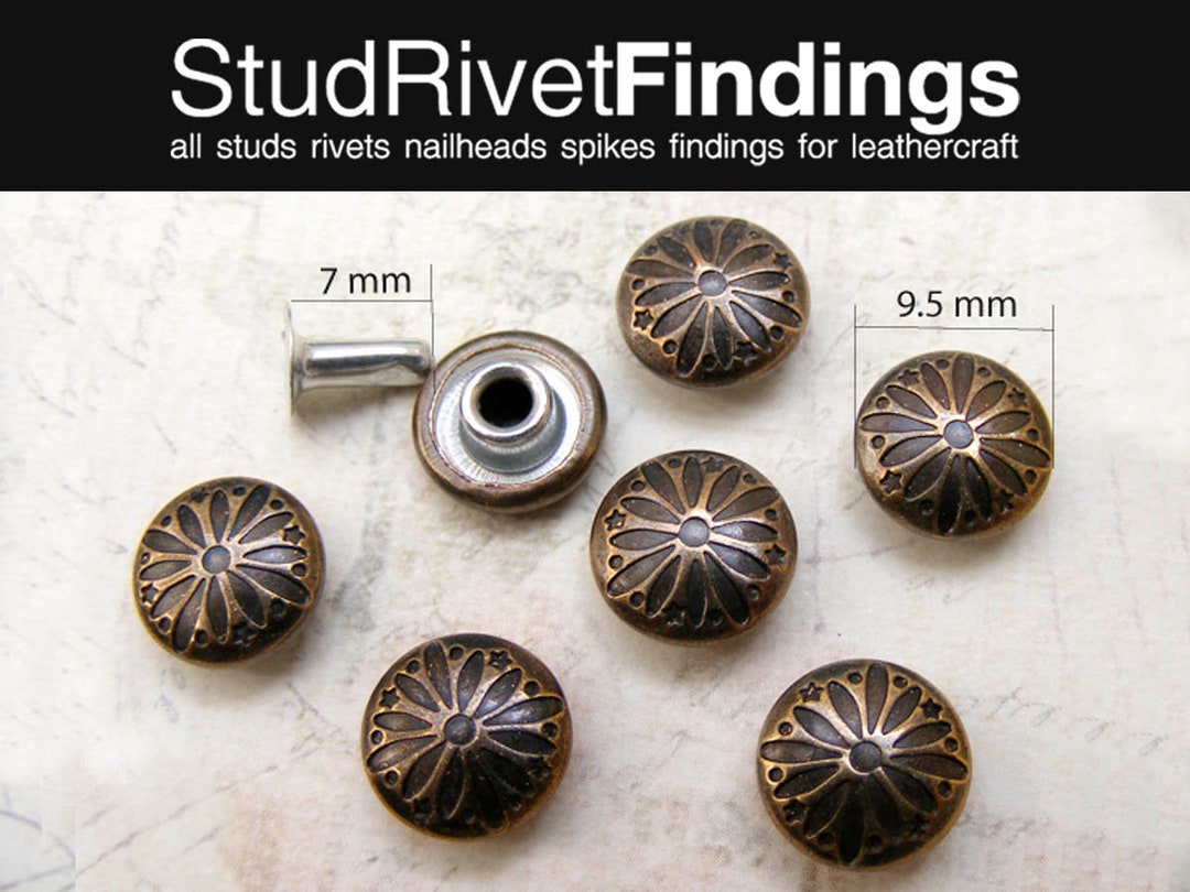 50sets 9.5mm Antique Brass Flower Rivet for Decorate Jean - Etsy