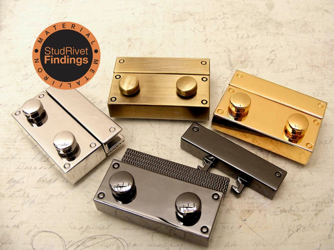 2pcs Rectangle Press Lock Clasp Purse Closure Squeeze Turn Lock Leather ...