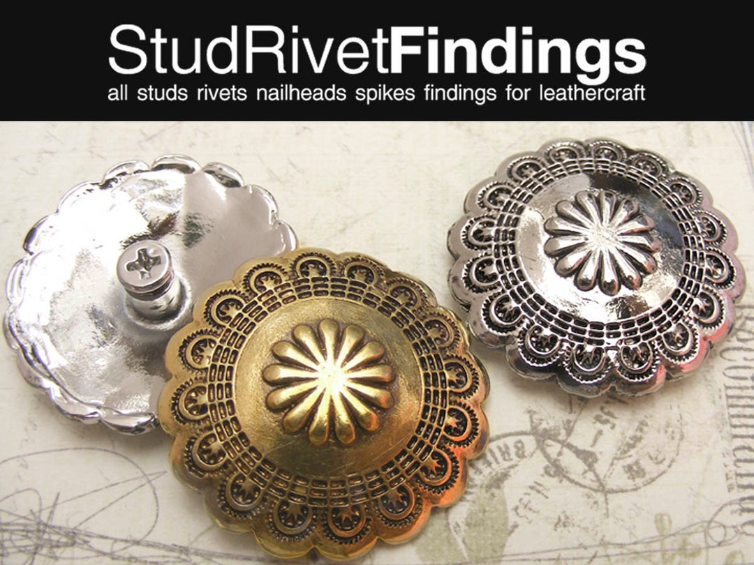 4PCS 32mm Zinc Conchos Vintage Flower and Lace Pattern With Curve Trim ...