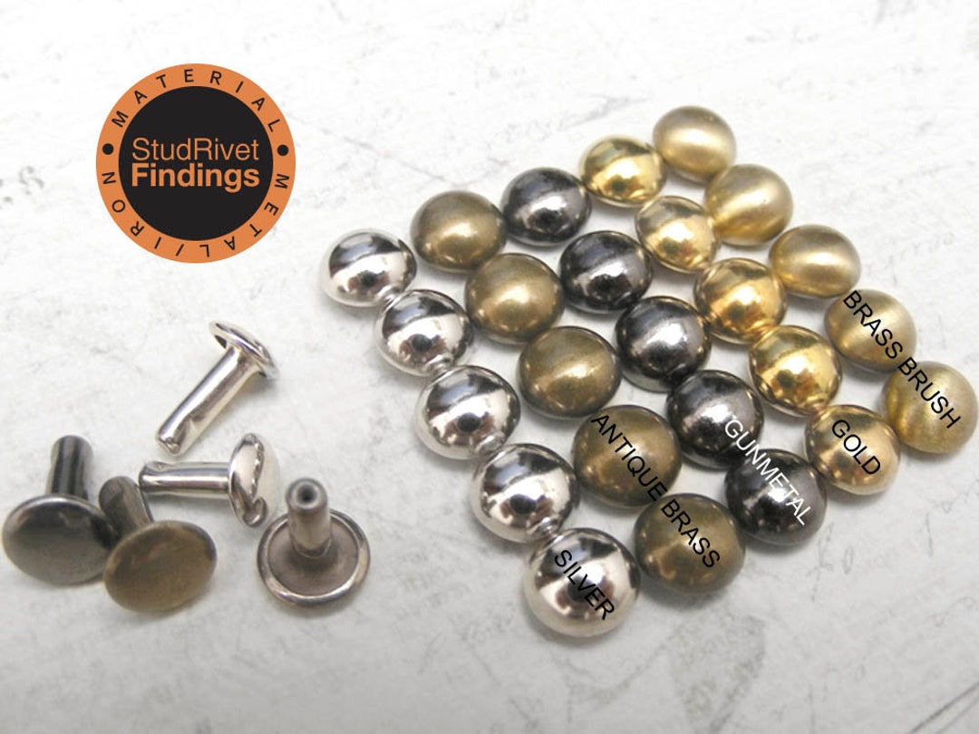 100 Sets 6mm, 7mm Double Cap DOME Rivet Rapid Stud for Bag Purse Jacket ...
