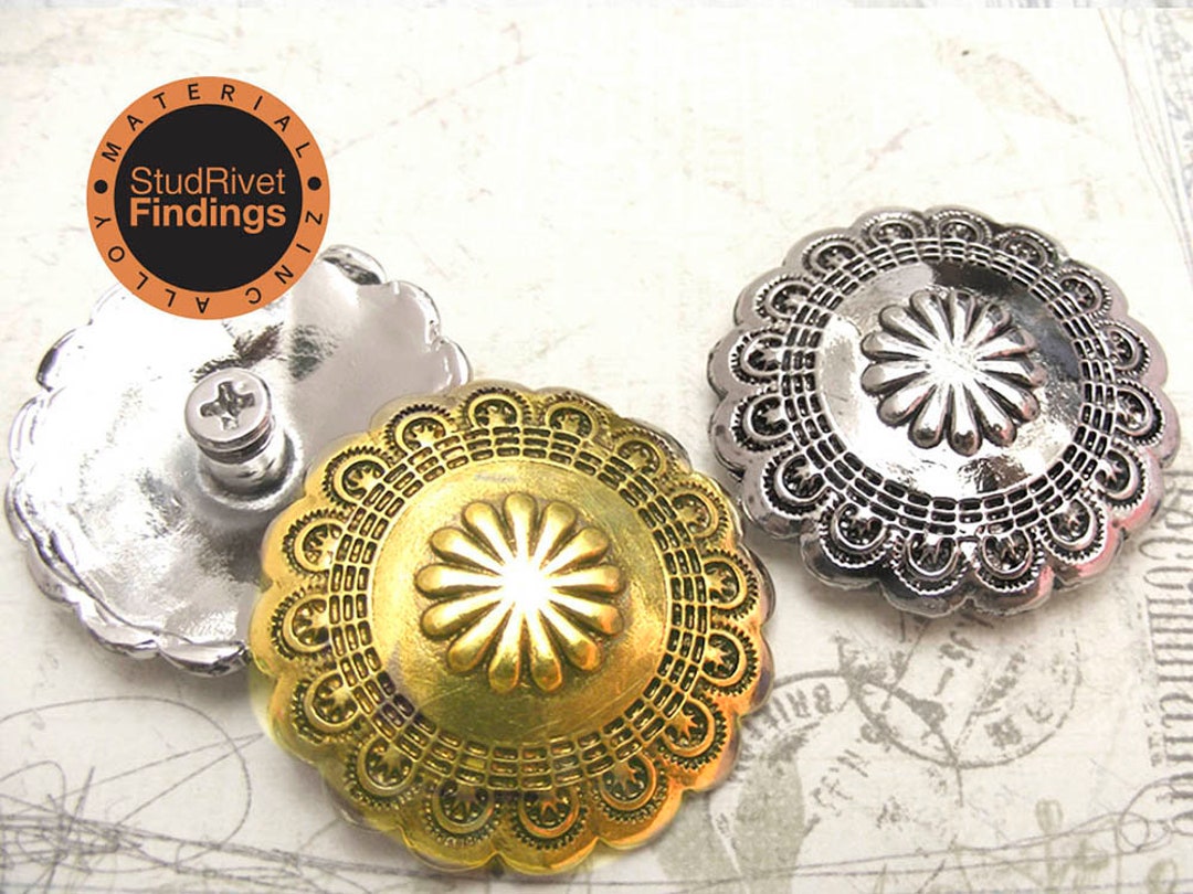 4PCS 32mm Zinc Conchos Vintage Flower and Lace Pattern With Curve Trim ...