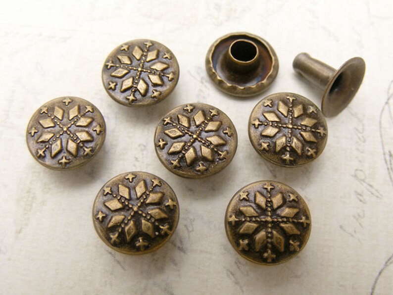 50sets 9mm Antique Brass VINTAGE Pattern Studs Rivets | Etsy
