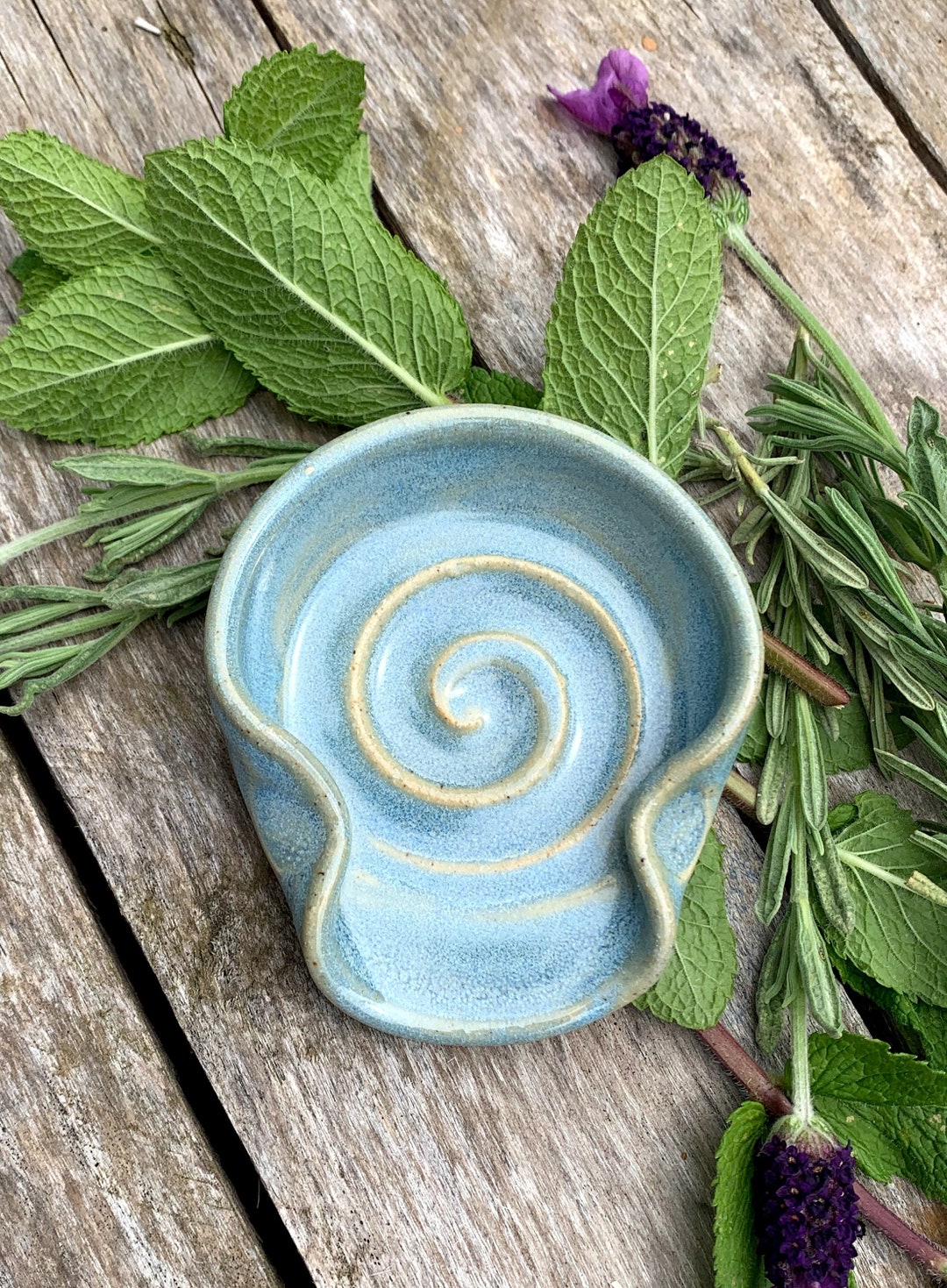 Mini Tea Spoon Rest in Opal Blue - Etsy