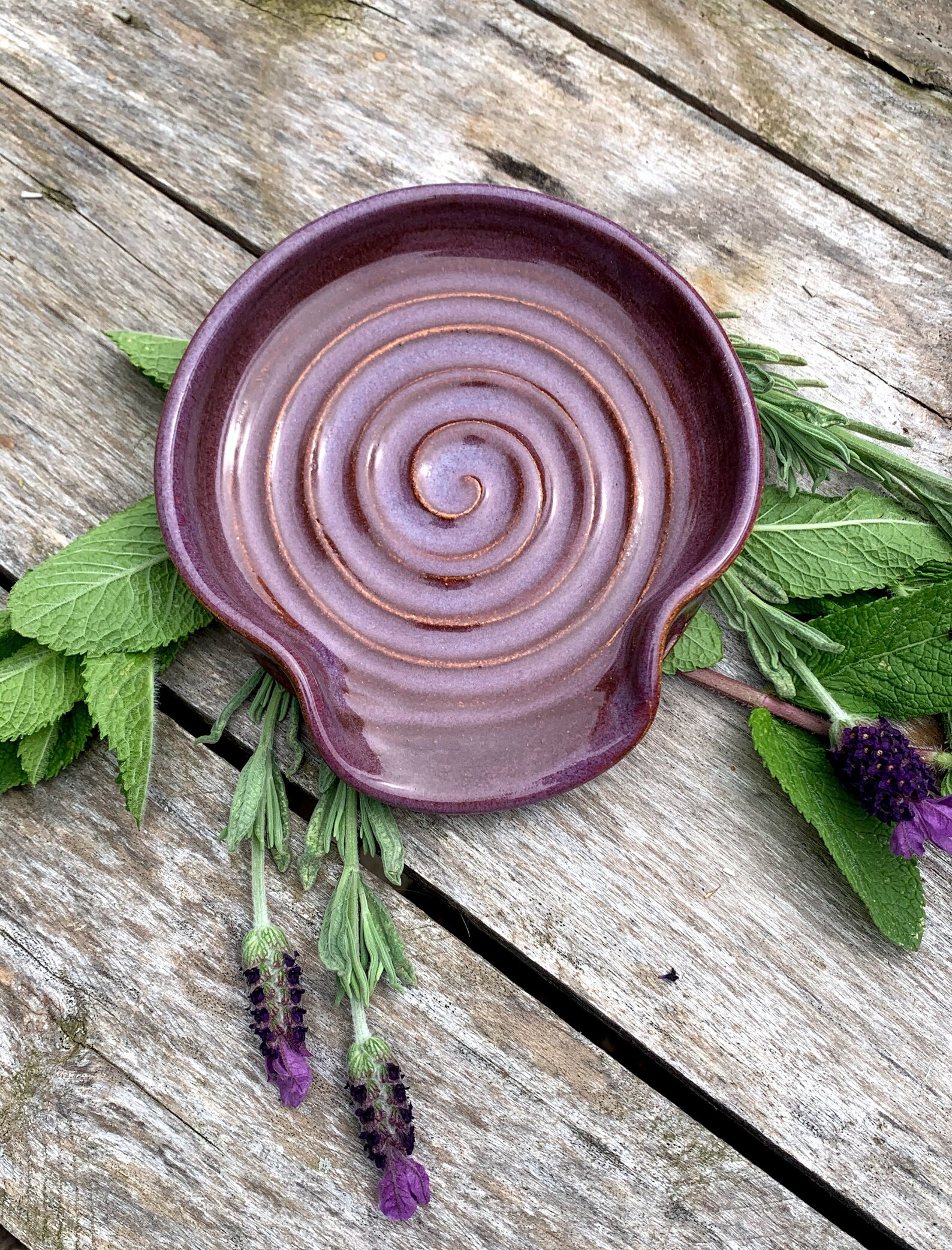 Ceramic Spoon Rest Stoneware Spoon Rest in Merlot Purple | Etsy