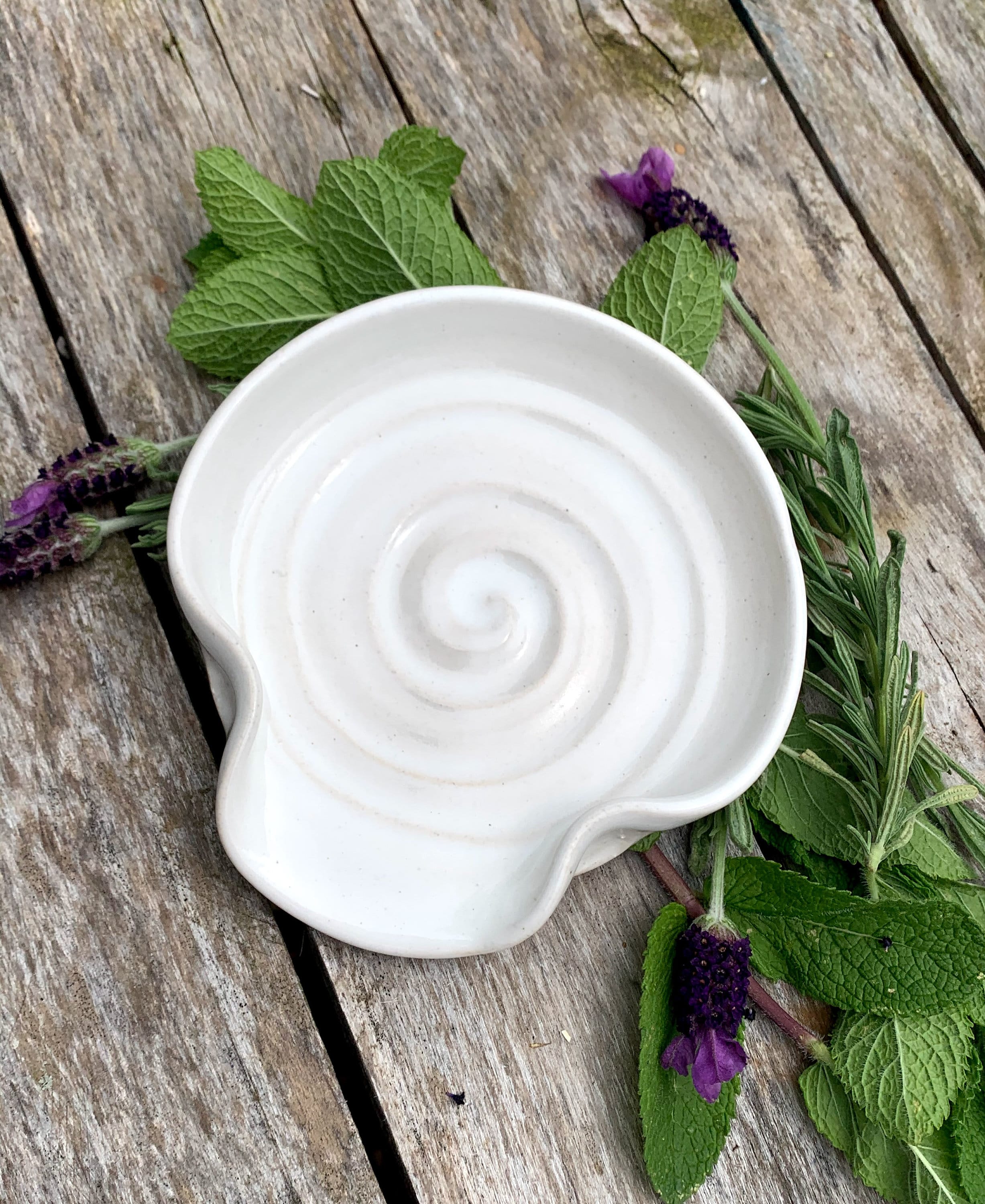 Ceramic Spoon Rest in White | Etsy