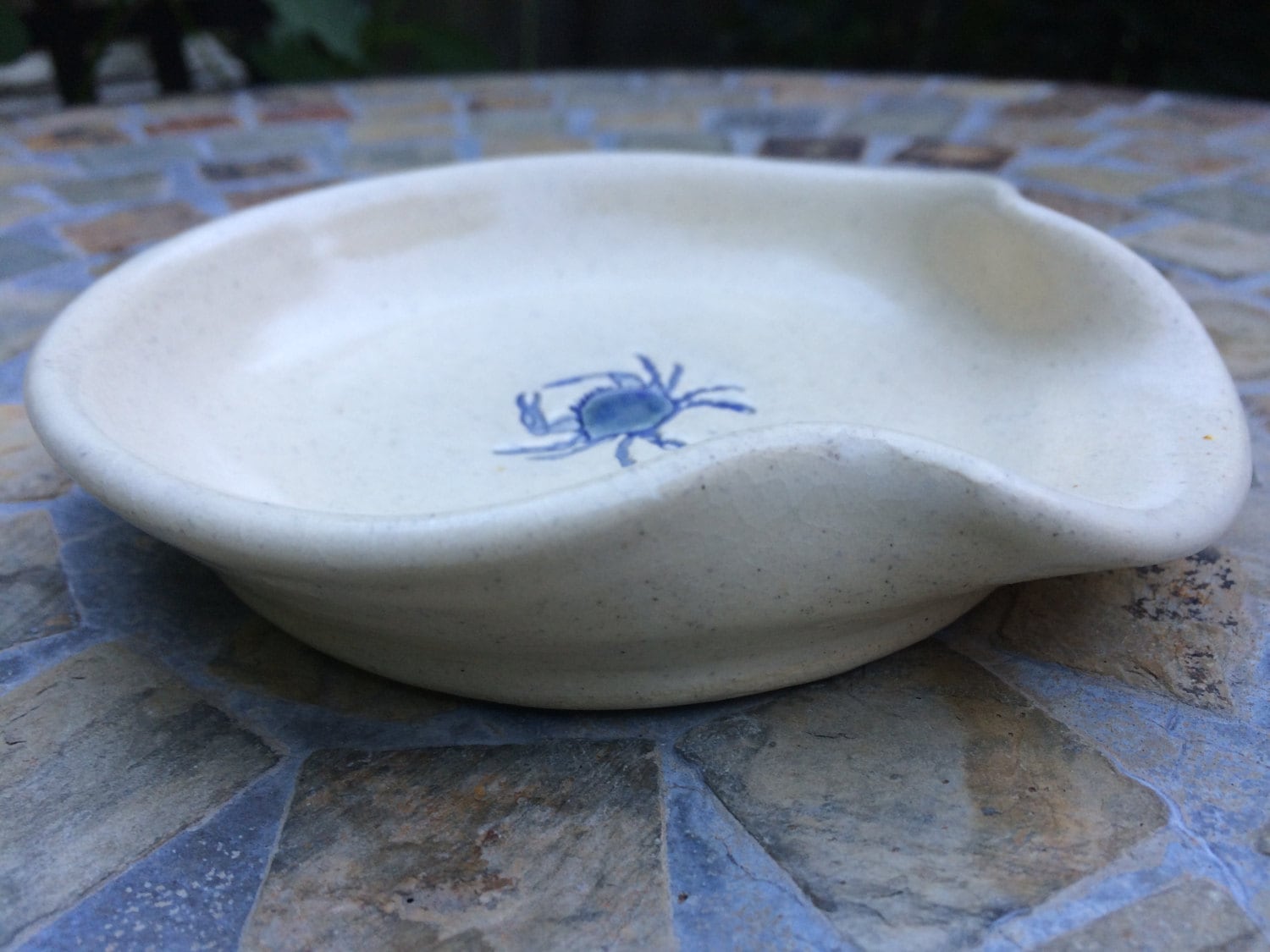 Ceramic Spoon Rest Cream Color with Maryland Blue Crab | Etsy