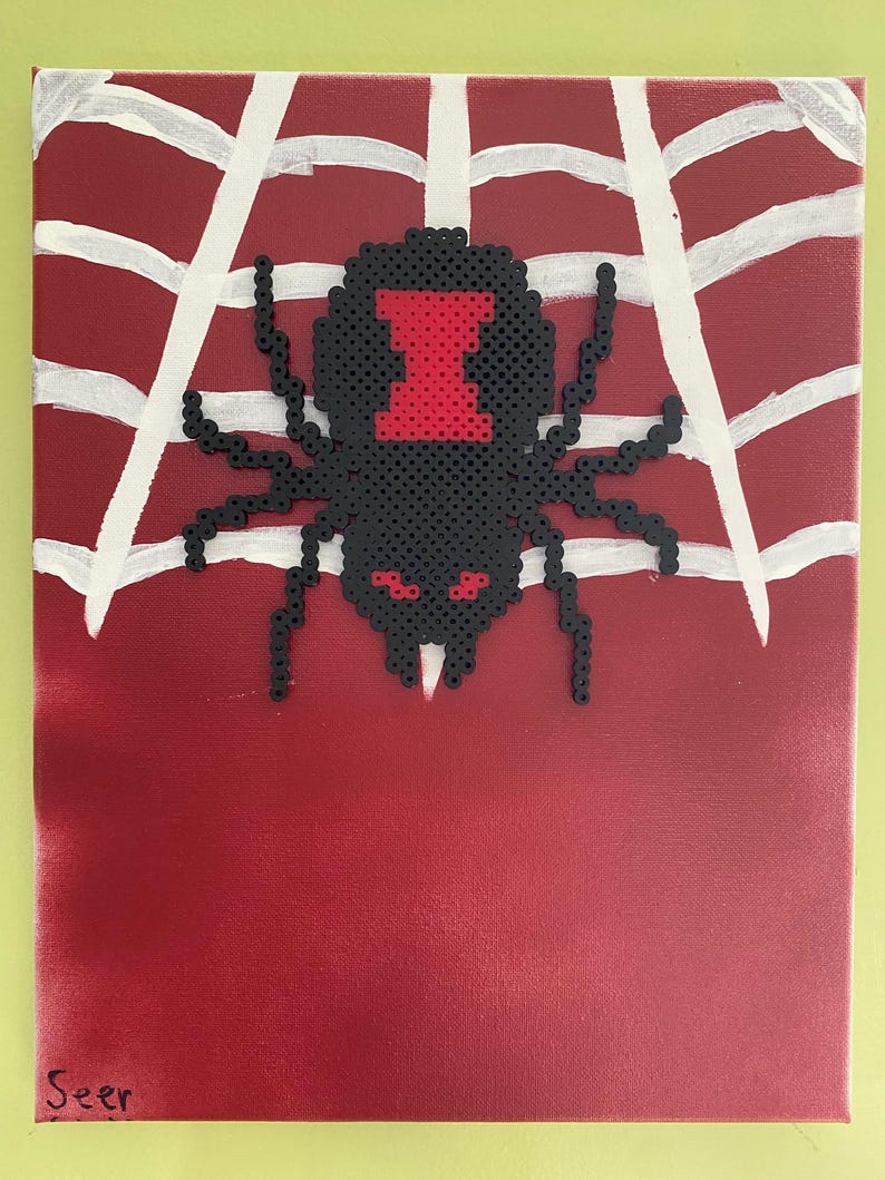 Perler Bead Canvas Art "the Spider" - Etsy