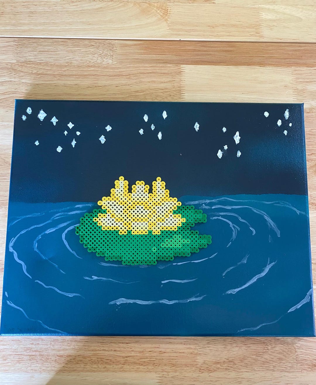 Perler Bead Canvas Art "lotus Adrift" - Etsy
