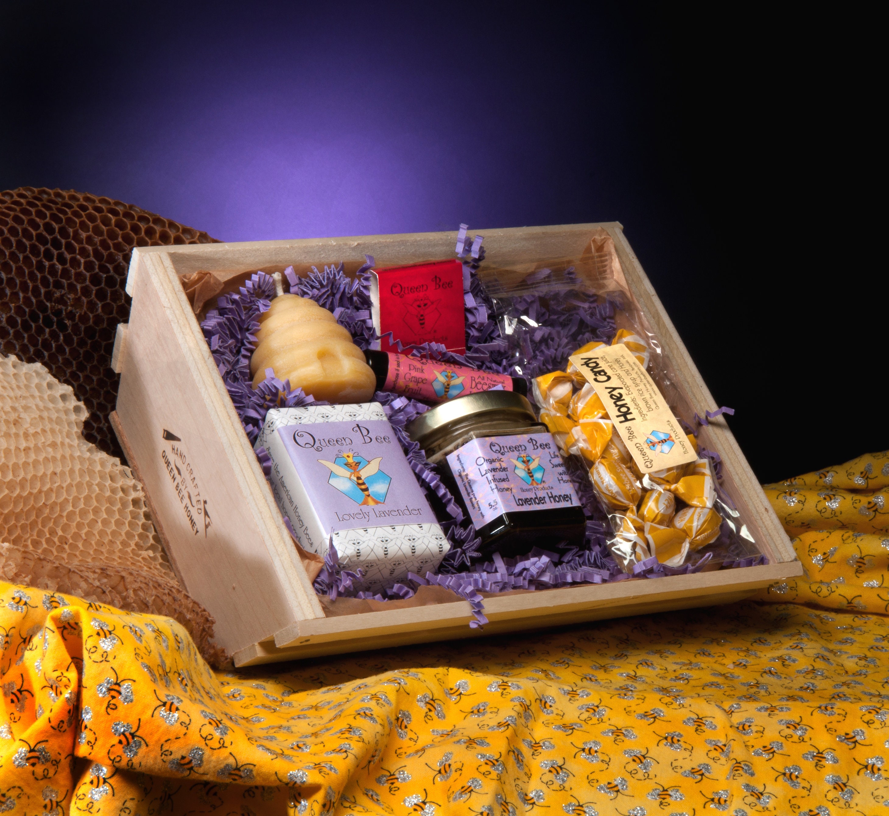 Lavender Honey Bee Hive Gift Basket by Queen Bee Honey in - Etsy