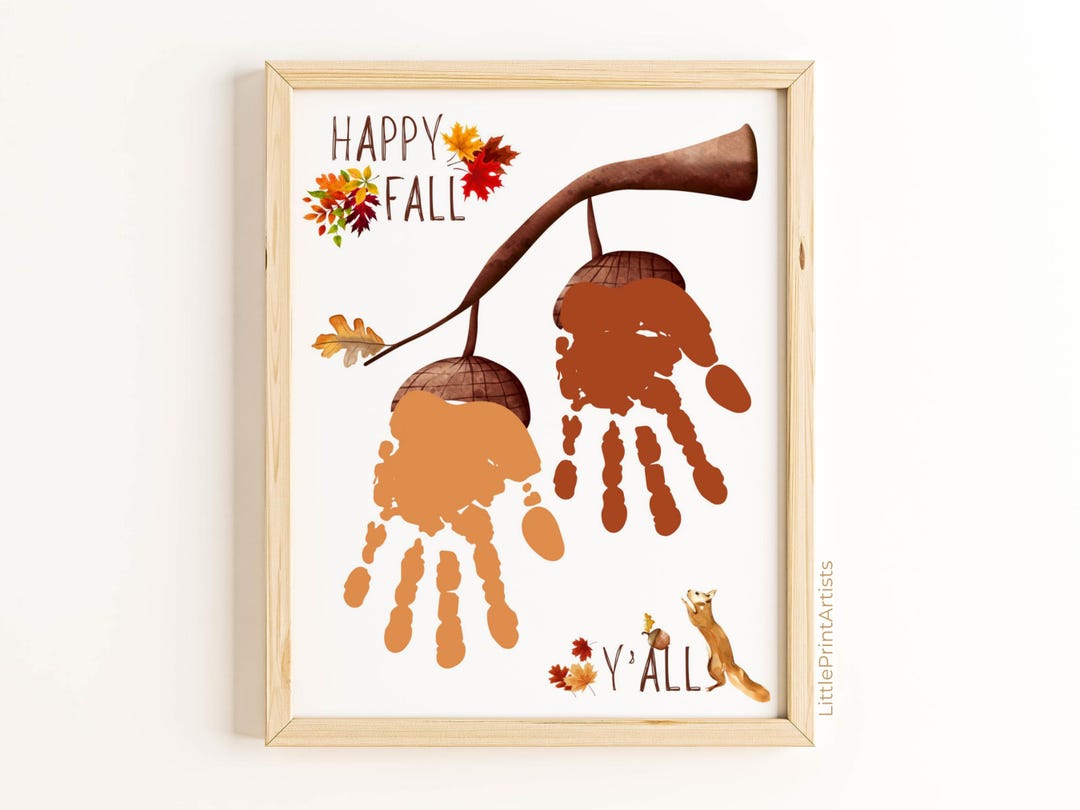 Fall Handprint Craft With Acorns Printable Template. for Toddlers ...