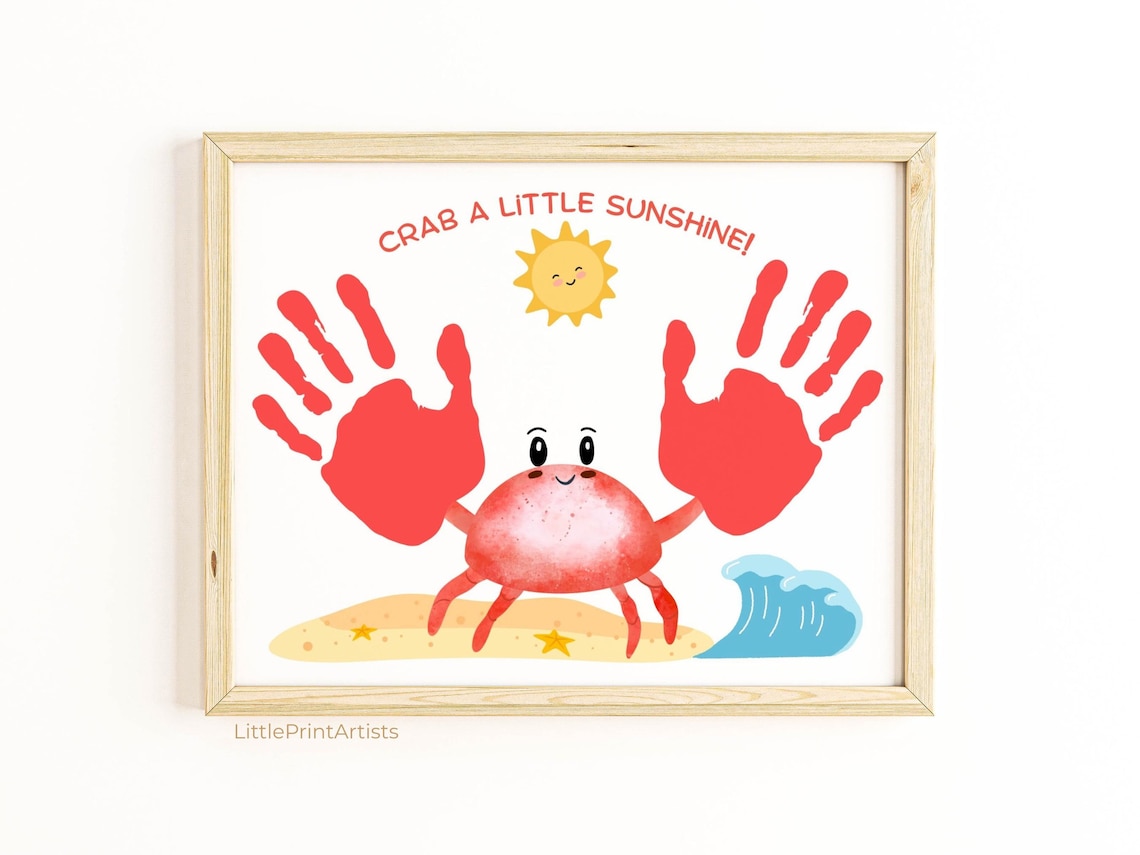 Crab Handprint Art Summer Craft. Create Summer Handprint Art With This ...
