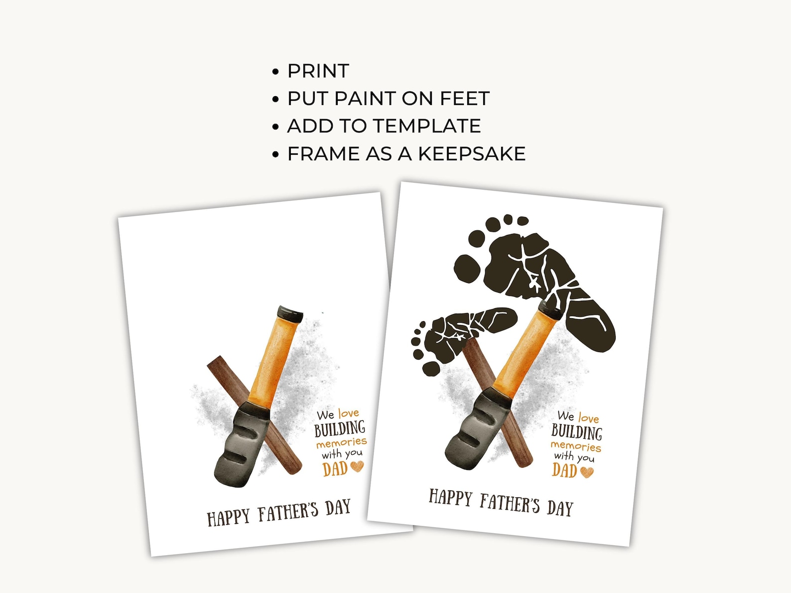Father's Day Hammer Handprint Footprint Art. Hammer Footprint Craft for ...