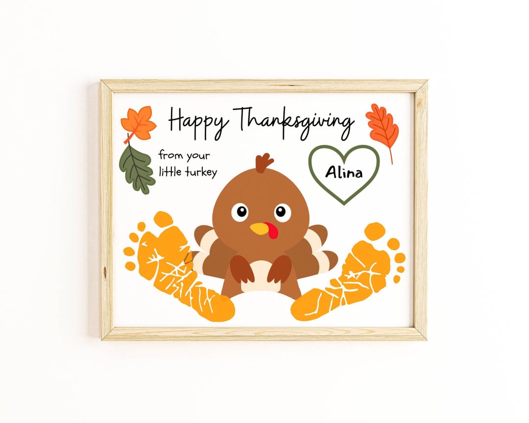 Turkey Footprint Craft Printable Template for Infants, Babies, Toddlers ...