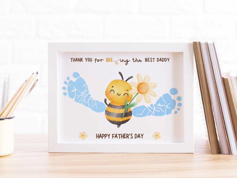 Father's Day Handprint Craft Bee Footprint Art. Handprint Bee Father's ...