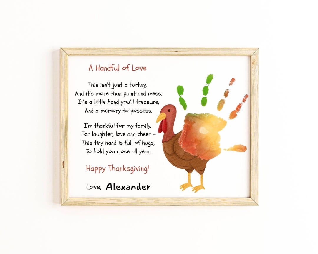 Turkey Poem Handprint Craft. Printable Art Template for Toddlers ...