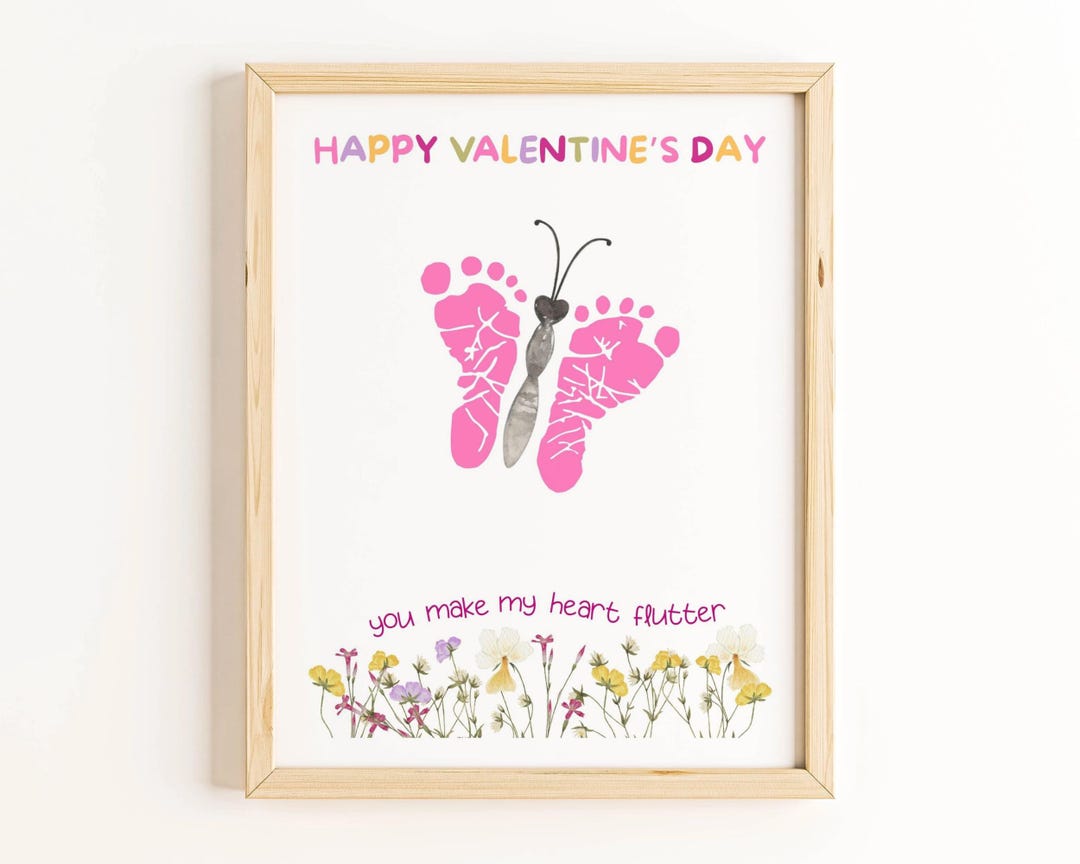 Valentines Day Footprint Craft Butterfly. Adorable Keepsake Gift From ...