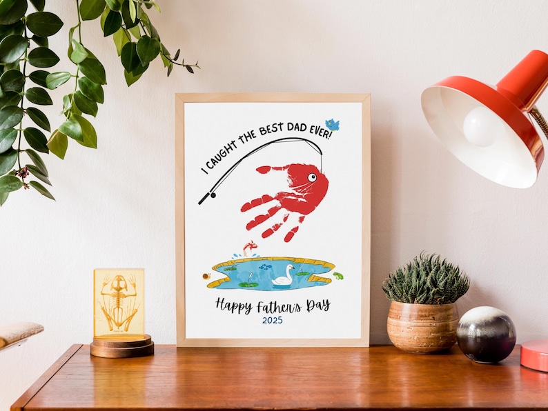 Father's Day Handprint Fishing Craft Gift for Dad. Keepsake From Kids ...