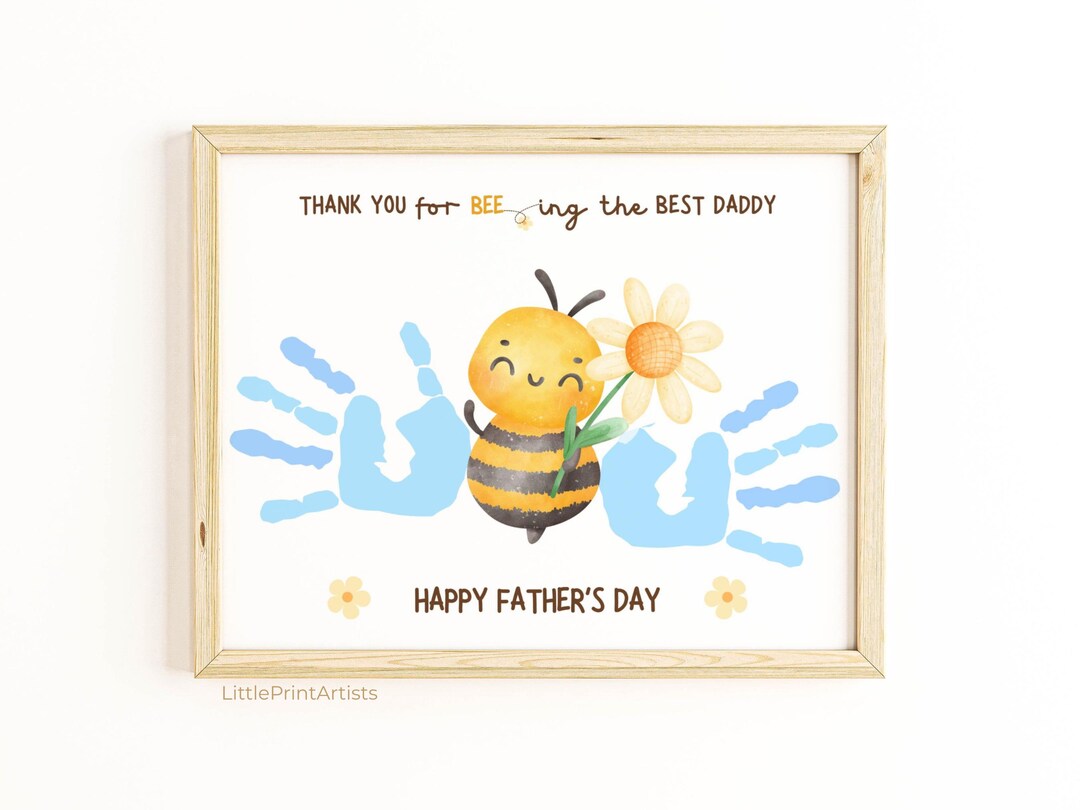 Father's Day Handprint Craft Bee Footprint Art. Handprint Bee Father's ...