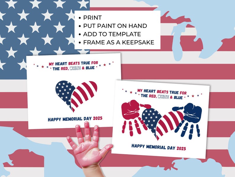 Memorial Day Handprint Craft Footprint Art Toddler Baby Kids. Daycare ...