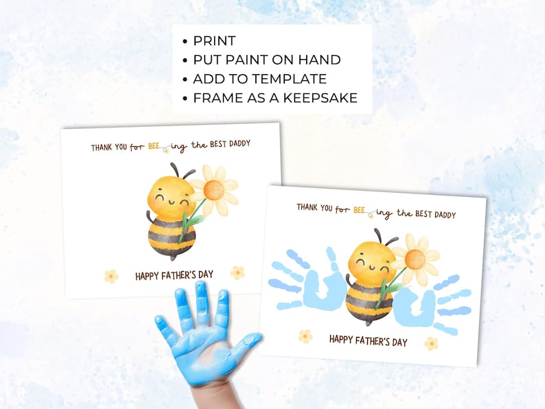 Father's Day Handprint Craft Bee Footprint Art. Handprint Bee Father's ...