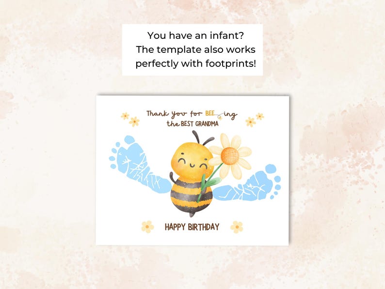 Grandma Handprint Birthday Card Bee Craft. Cute DIY Birthday Gift From ...
