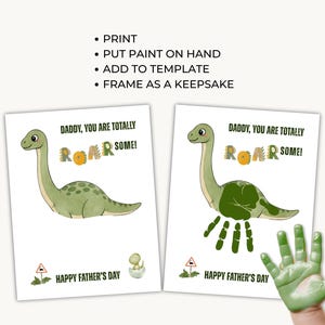 Father's Day Dinosaur Craft Handprint Art. Gift From Kids for Dad ...