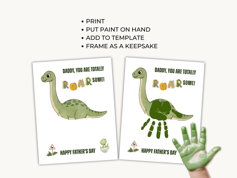 Father's Day Dinosaur Craft Handprint Art. Gift From Kids for Dad ...