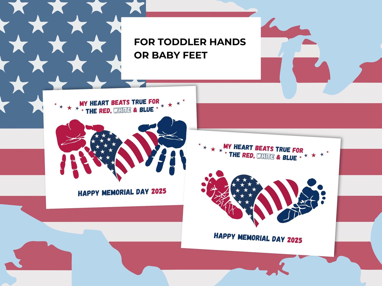 Memorial Day Handprint Craft Footprint Art Toddler Baby Kids. Daycare ...
