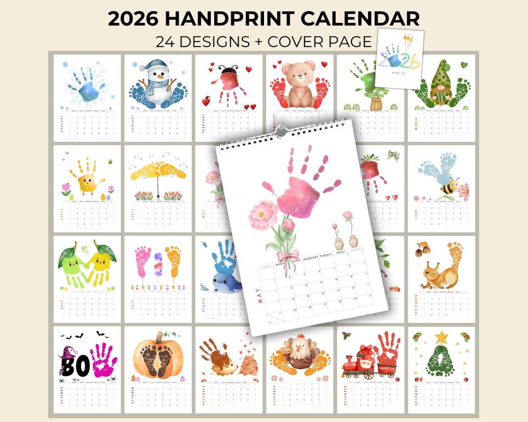 Handprint Calendar 2026. Baby and Toddler Keepsake DIY Calendar ...