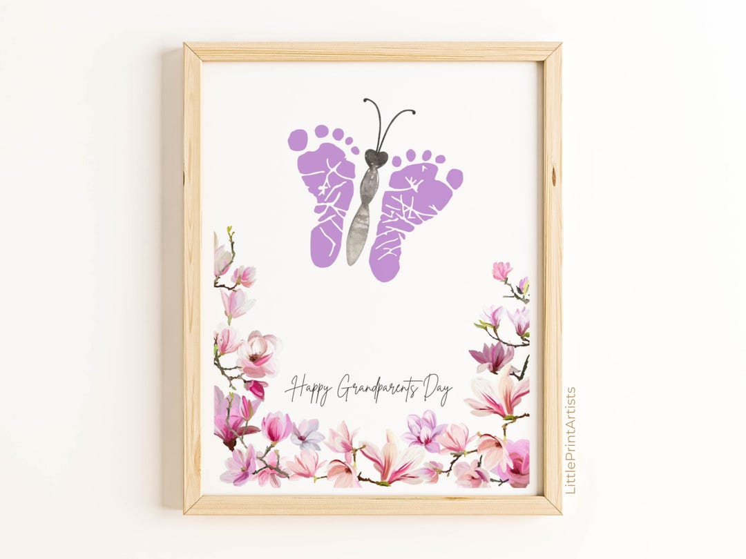 Grandparents Day Footprint Butterfly DIY Card. Footprint Art for ...
