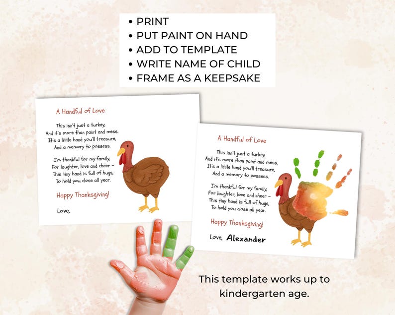 Turkey Poem Handprint Craft. Printable Art Template for Toddlers ...
