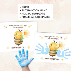 Grandma Mother's Day Gift Handprint Bee. A Handprint or Footprint Craft ...