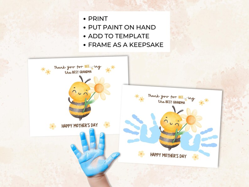 Grandma Mother's Day Gift Handprint Bee. A Handprint or Footprint Craft ...
