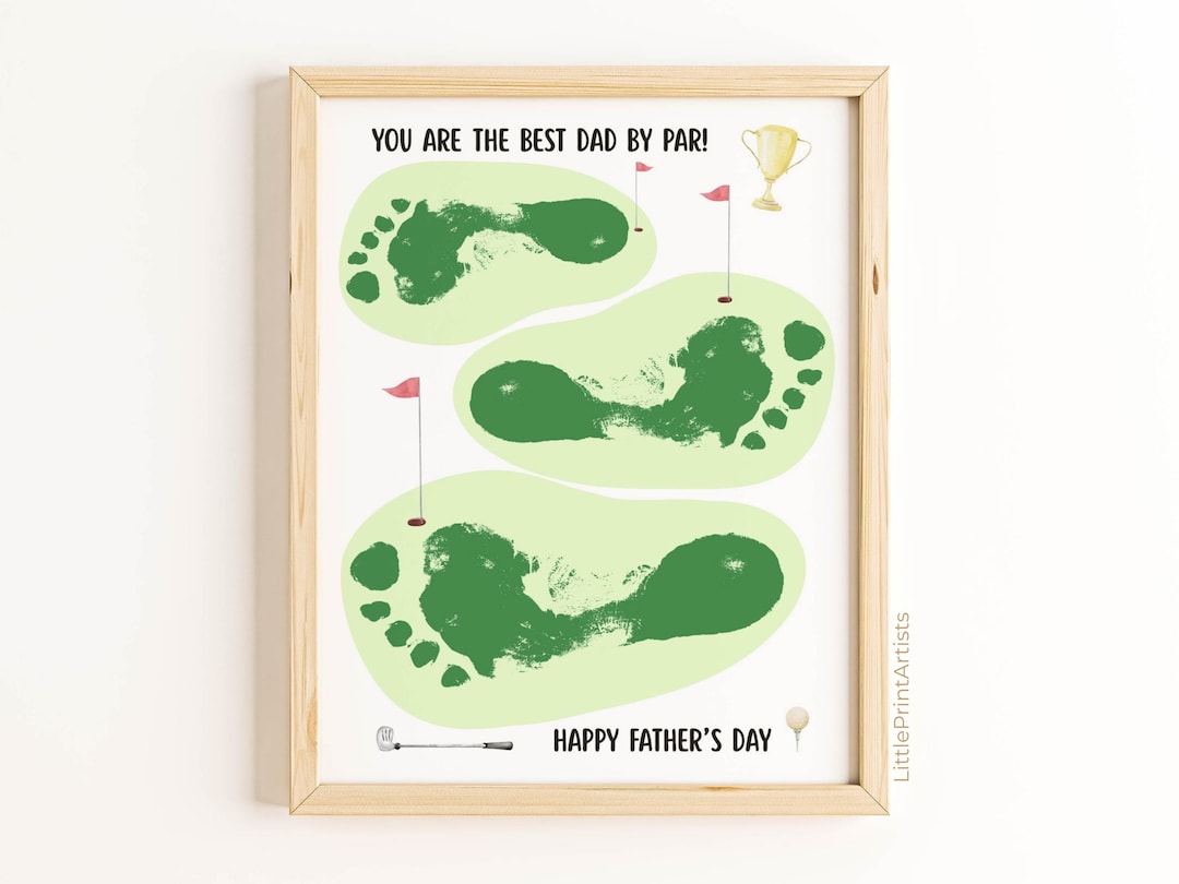 Father's Day Golf Footprint Art Craft From 3 Kids. Keepsake From Baby ...