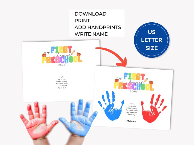 First Day of Preschool Handprint Craft. Say Hello Preschool ...