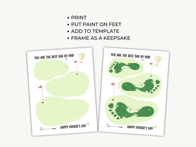 Father's Day Golf Footprint Art Craft From 3 Kids. Keepsake From Baby ...