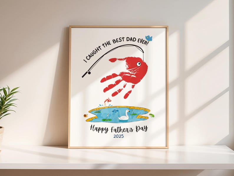 Father's Day Handprint Fishing Craft Gift for Dad. Keepsake From Kids ...