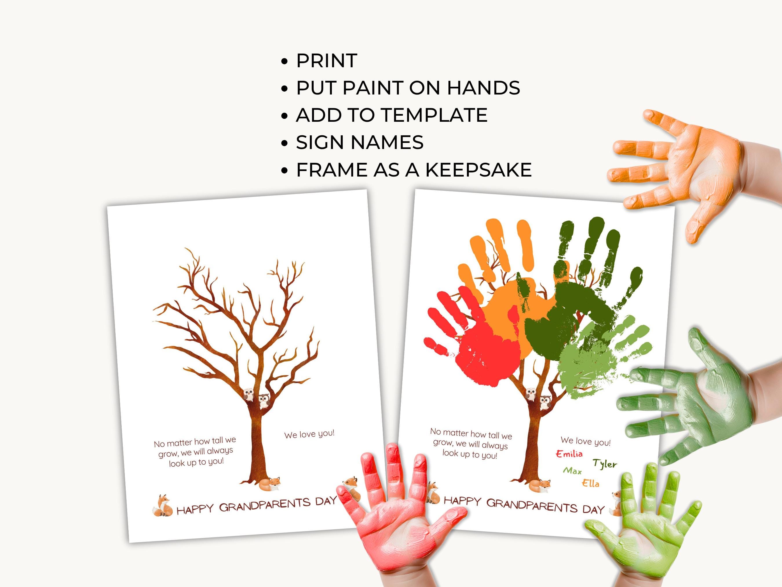 Grandparents Day Handprint Art Tree. Printable Template for a Diy Gift ...