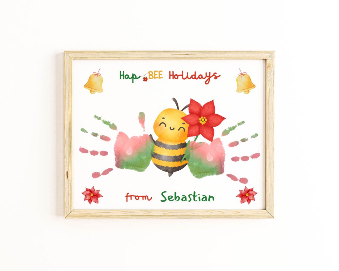 Christmas Handprint Craft Bee. Footprint Art From Baby, Toddler ...