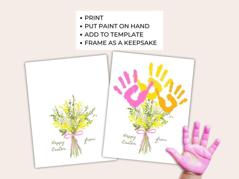 Easter Flower Handprint | Handprint Flower Bouquet | Easter Handprint ...