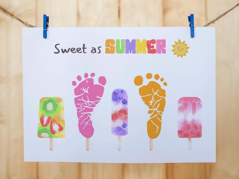 Popsicle Footprints Summer Footprint Art for Babies. Footprint Craft ...