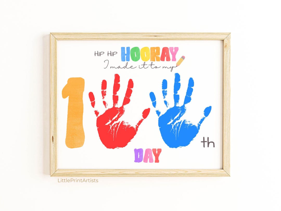 100 Days of School Handprint Craft Project for Kindergarten ...