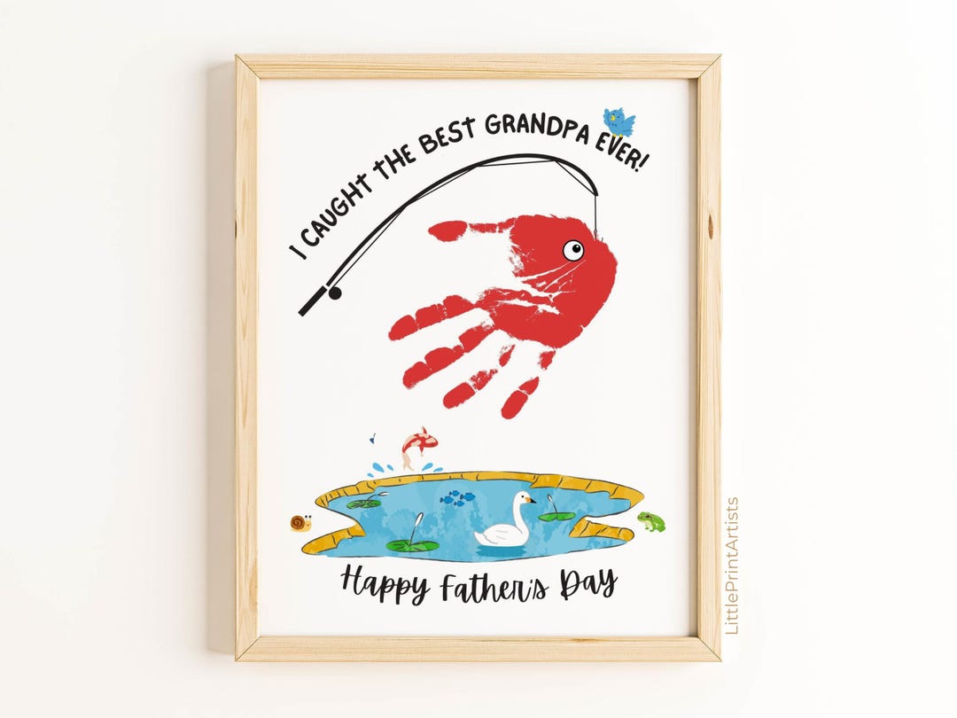 Father's Day Handprint Fishing Craft for Grandpa. Keepsake From ...