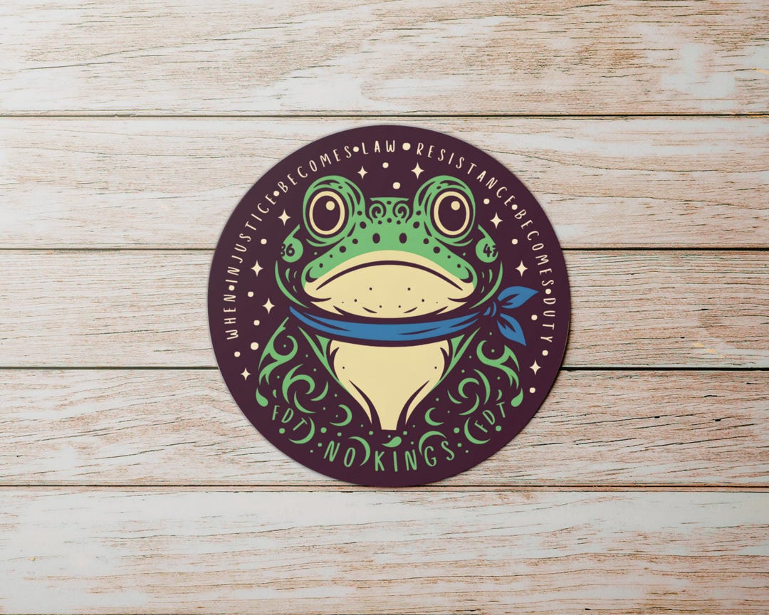 Subtle Anti Trump Vinyl Sticker with Portland Frog, No Kings Resistance ...