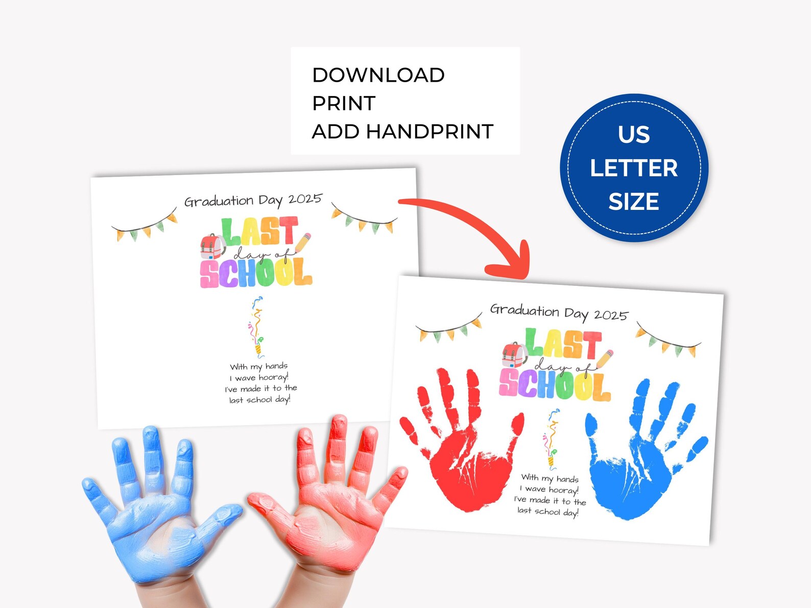 Last Day of School Handprint Art. Kindergarten Preschool Graduation ...