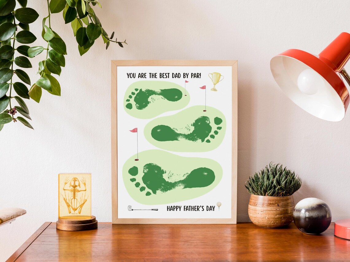 Father's Day Golf Footprint Art Craft From 3 Kids. Keepsake From Baby ...