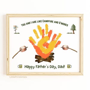 Campfire Handprint Craft as Father's Day Gift From Kids. Handprint Art ...